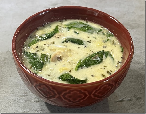 Creamy Spinach Artichoke Chicken Soup | No Empty Chairs
